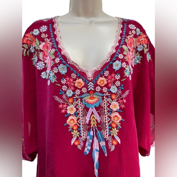 Johnny Was | Tops | Johnny Was Klarah Top In A Deep Red Color | Poshmark